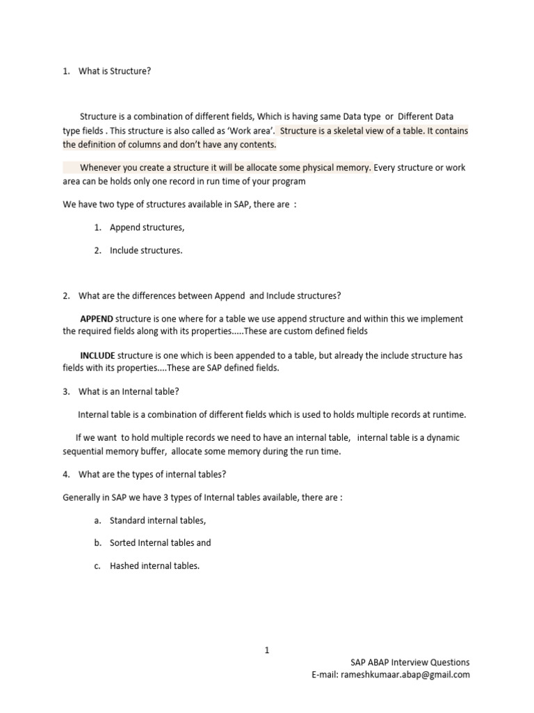 Sap Abap Interview Doc Real Time | PDF | Database Transaction | Databases