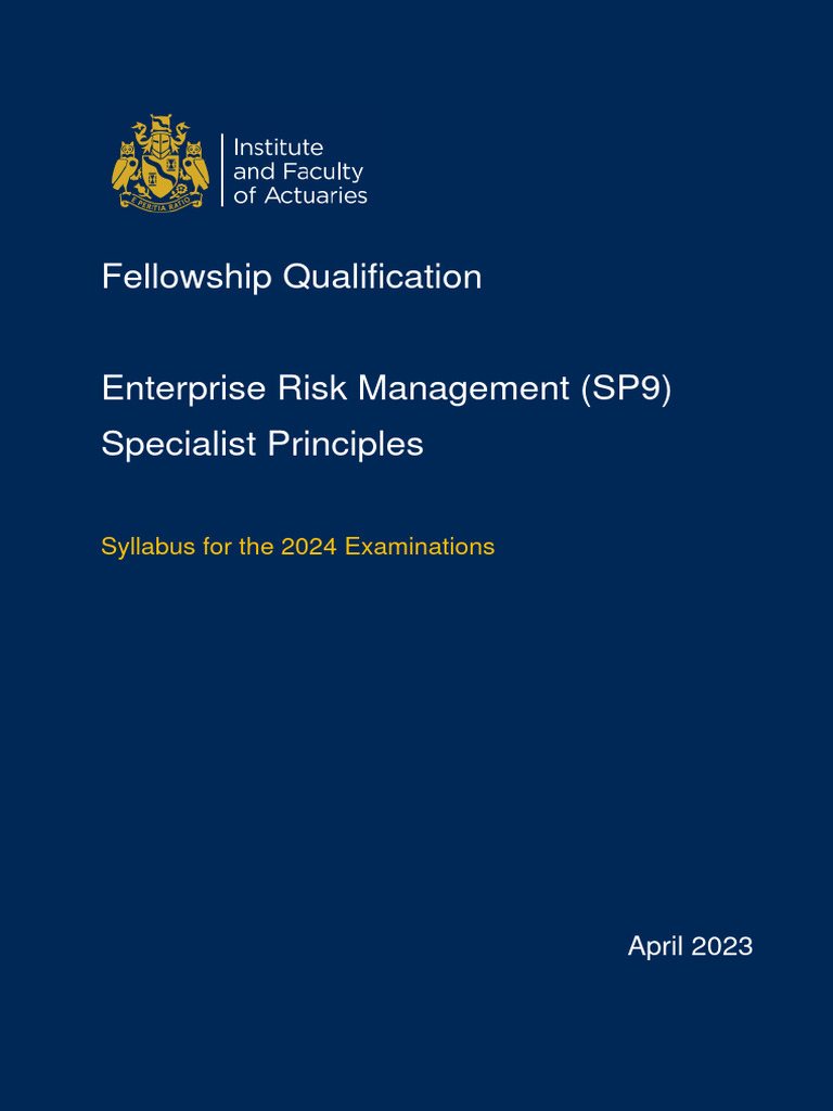 IFoA Exam SP9 Syllabus 2024 | PDF | Risk | Enterprise Risk Management