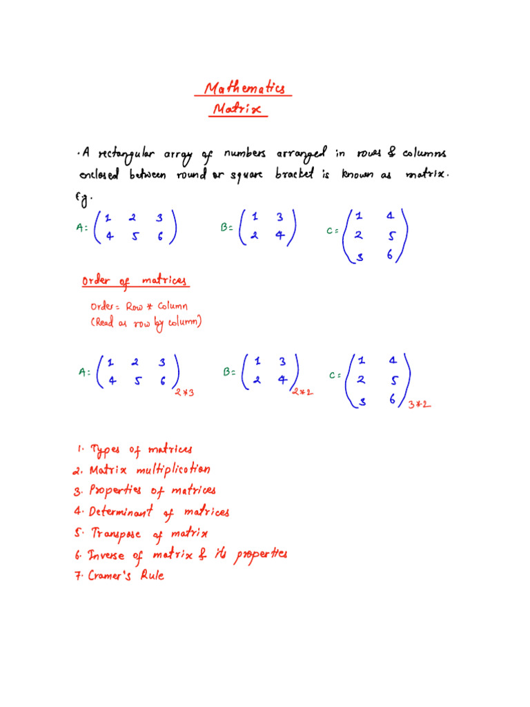 Matrix Note Bridge Course | Download Free PDF | Matrix (Mathematics ...