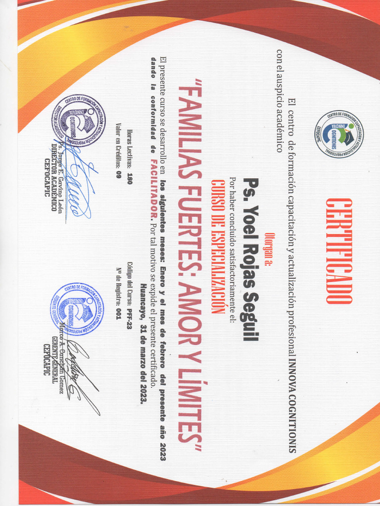 Yoel Rojas (Familias Fuertes) | PDF