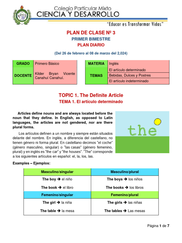 1ro Basico - Plan de Clase #3 | PDF | Alimentos | Lingüística