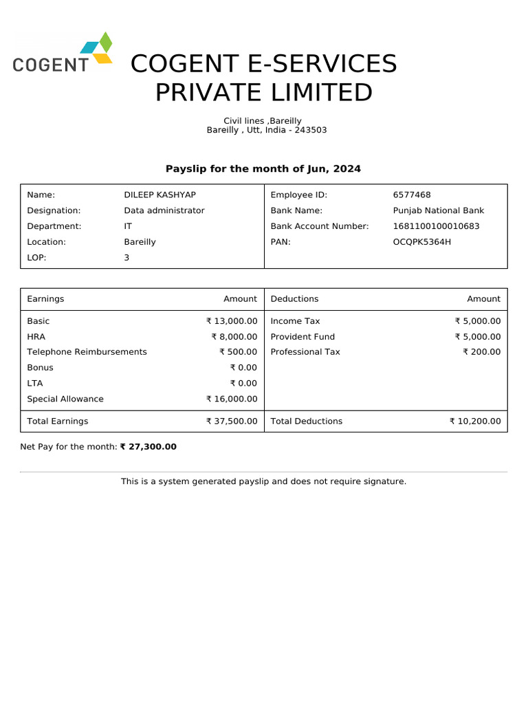 PaySlip 6 2024 | PDF