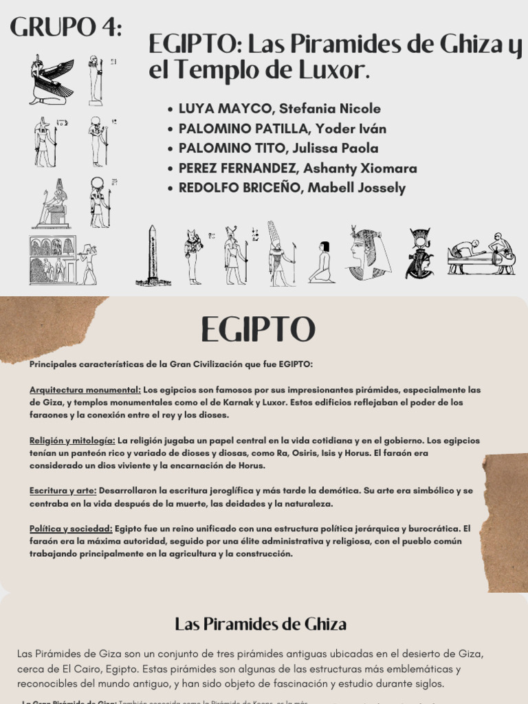 GRUPO 4-EGIPTO-Piramides de Ghiza y El Templo de Luxor | PDF | Antiguo ...