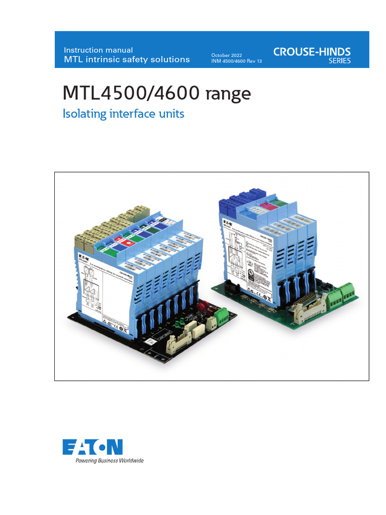 Crouse Hinds Mtl4500 4600 Isolating Interface Units Manual | PDF ...