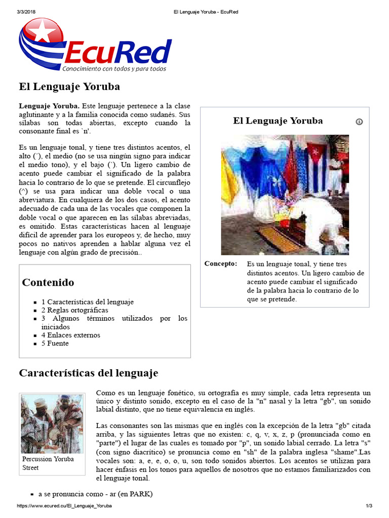El Lenguaje Yoruba - EcuRed | PDF | Vocal | Sílaba