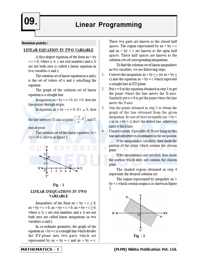 Linear Programming - PLPN MhtCet | PDF | Mathematical Optimization | Equations