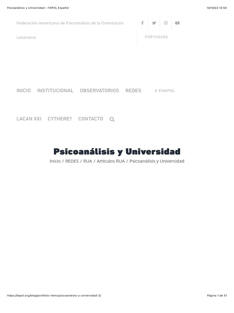 Psicoanálisis y Universidad - FAPOL Español | PDF