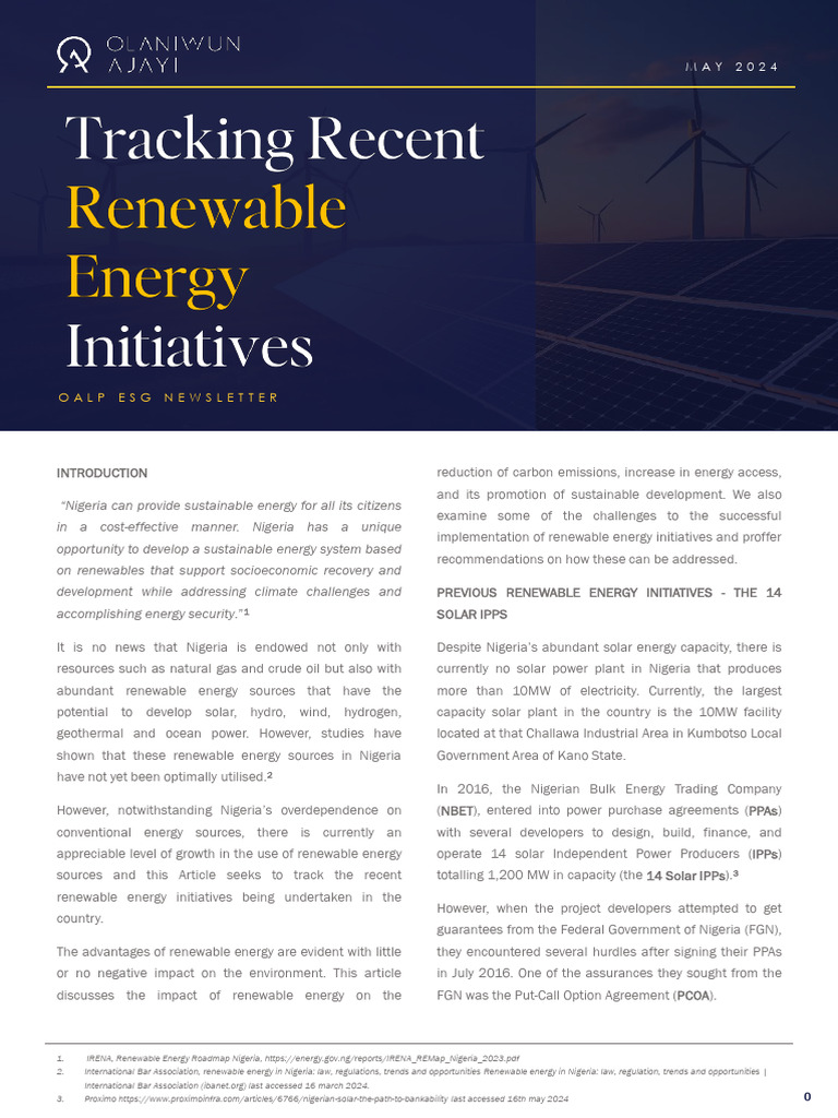 Oalp - Tracking Renewable Energy Initiatives | PDF | Renewable Energy ...