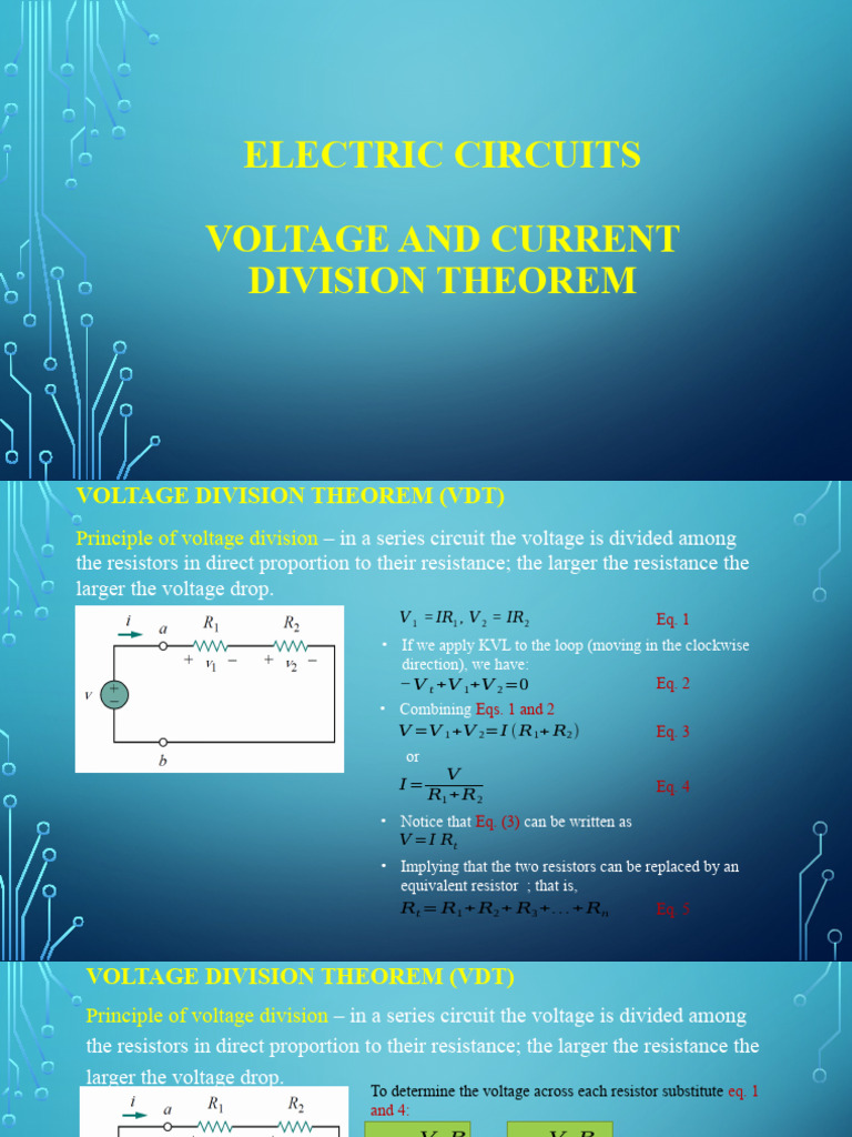 Voltage Division Theorem | Download Free PDF | Series And Parallel ...