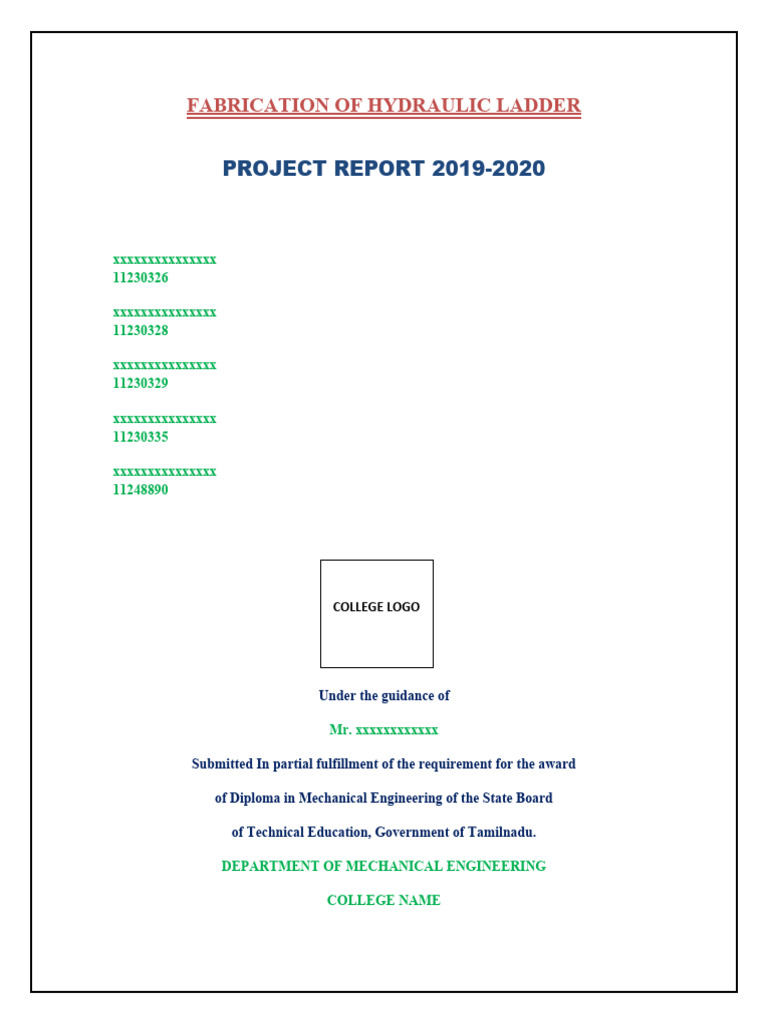 Hydraulic Ladder Fabrication Report | PDF | Ladder | Electrostatic ...