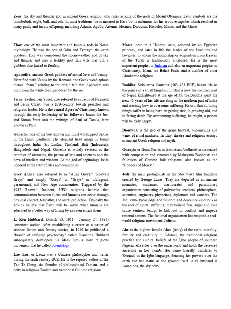 pantheon | PDF | Deities | Religious Belief And Doctrine