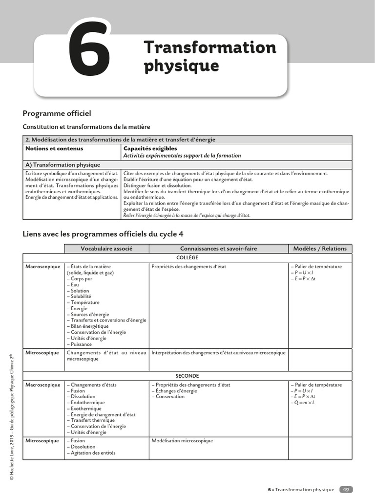 Transformation physique en seconde | PDF | Chaleur | Température