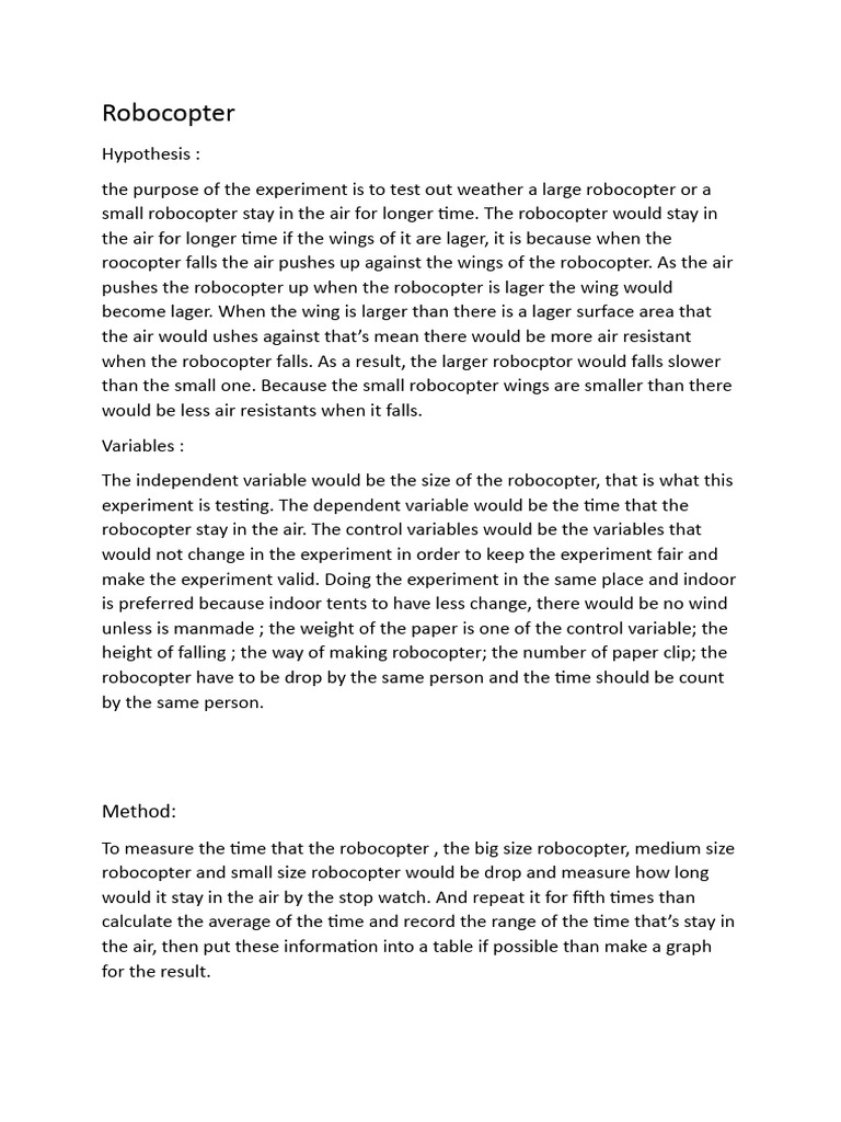 Robocopter | Download Free PDF | Experiment