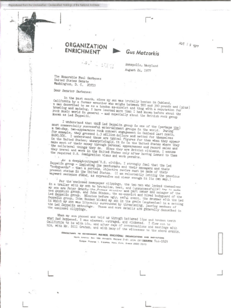 Led Zeppelin Visa Ban State Department Cables: 1977-1978 | PDF