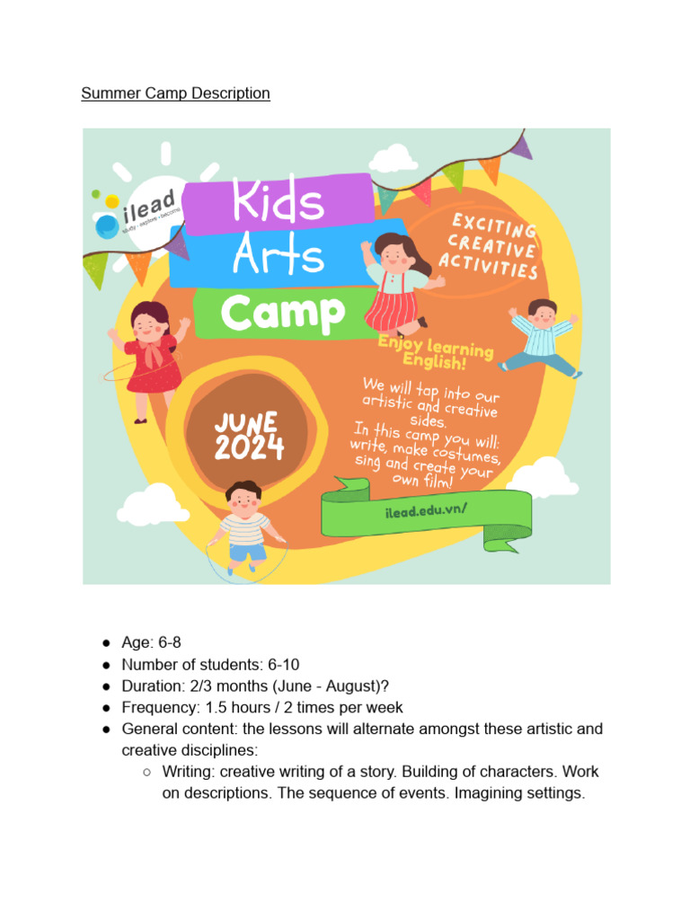 Summer Camp Description | PDF | Dances | Writing