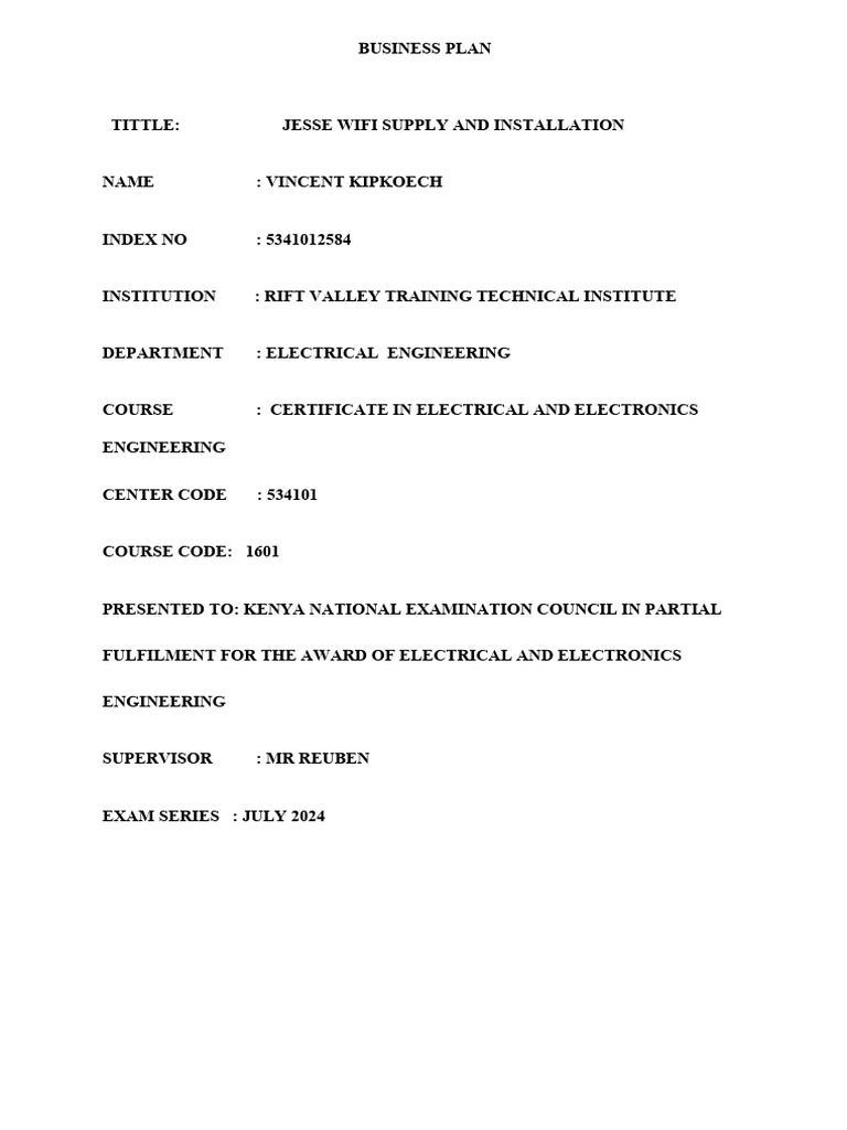 JESSE WI-FI B.PLAN | PDF | Expense | Equity (Finance)