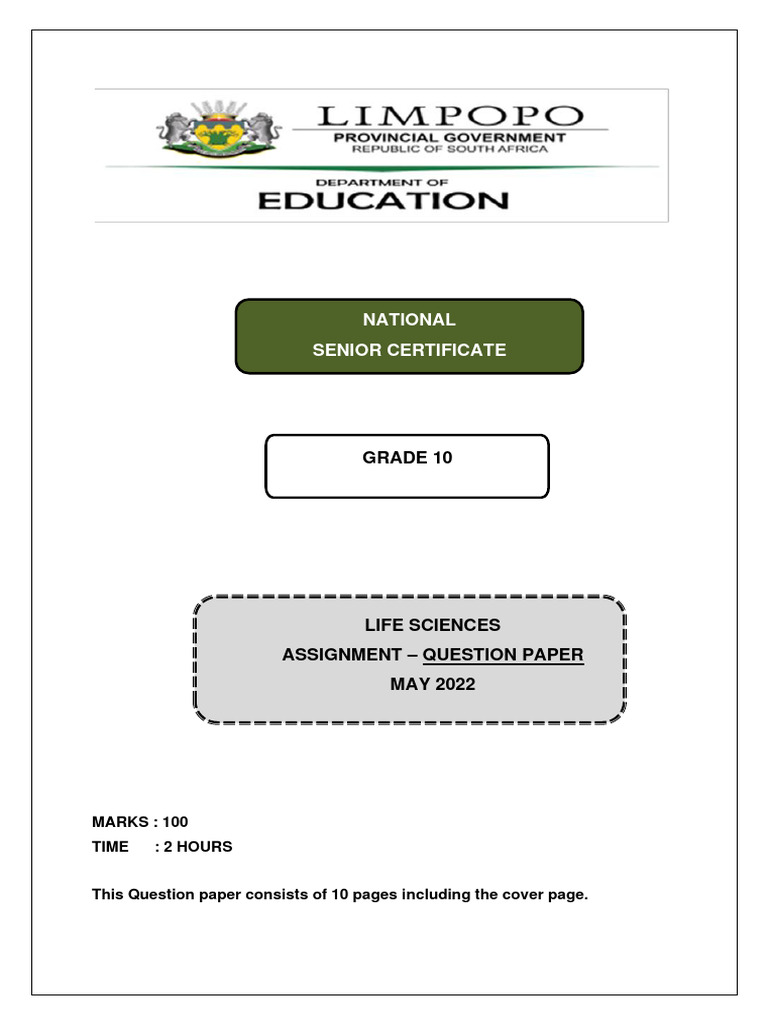 Grade 10 Assignments Term 2 - 2022 120112 | PDF | Mitosis | Plant Stem