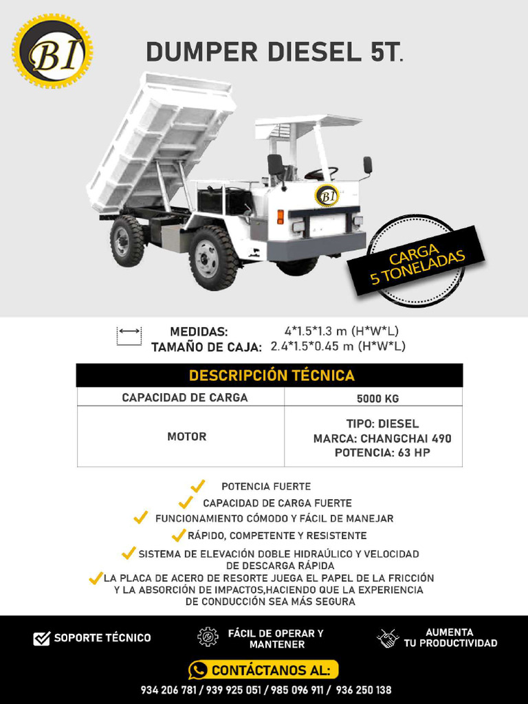 Ficha Técnica Dumper 5 Tn | PDF