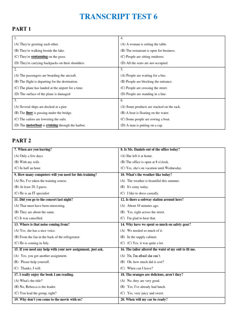 Transcript TEST 1 | PDF