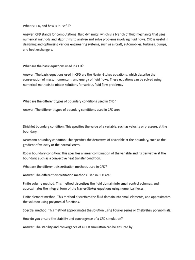 CFD Short Notes-Questions | Download Free PDF | Computational Fluid ...