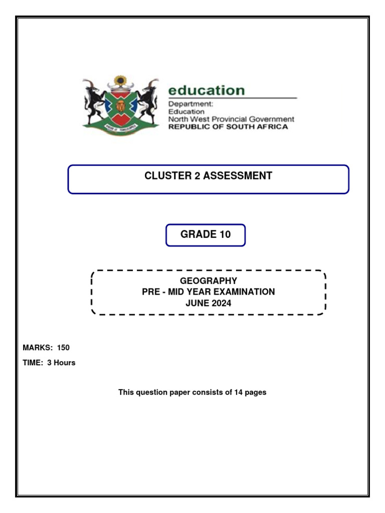 2024 Geo Grade 10 PRE June Exam CLUSTER 2 | PDF | Atmosphere Of Earth ...