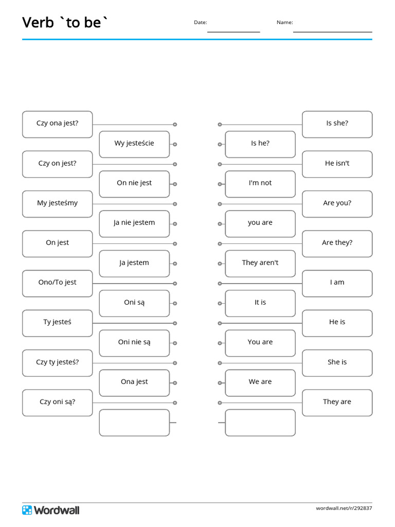 Verb To Be Match Up | PDF