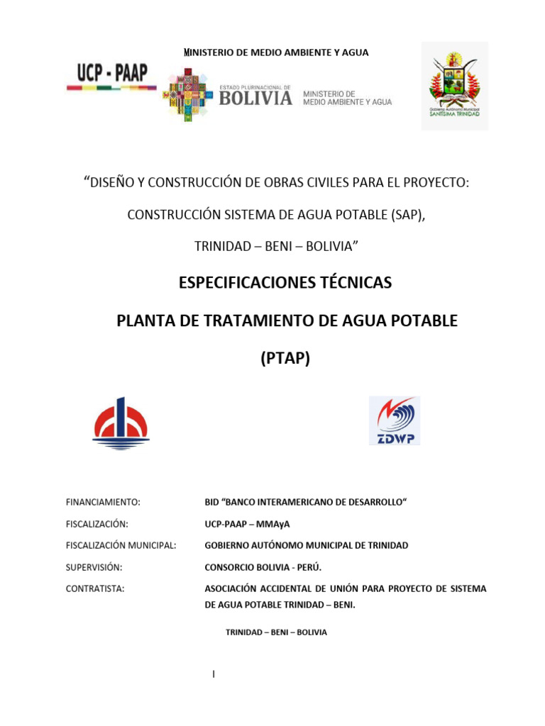 Especificaciones Tecnicas de Componente Ptap | PDF | Hormigón | Materiales