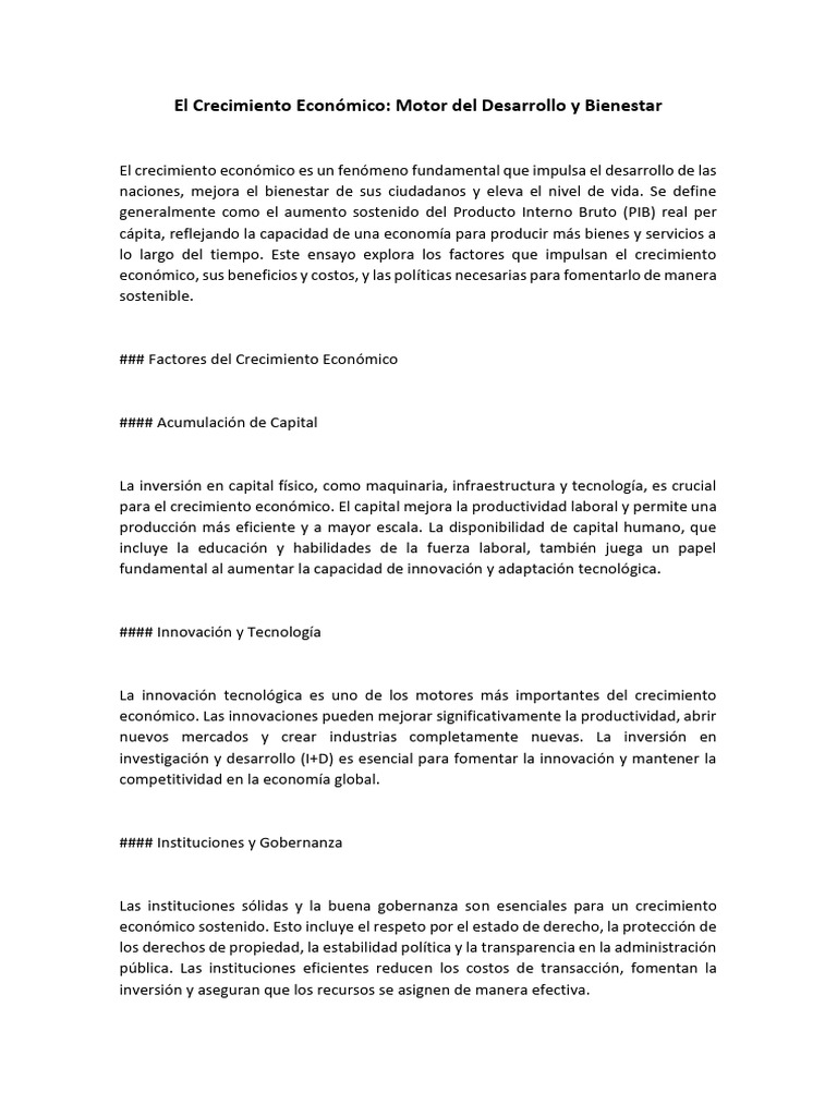 El Crecimiento Económico | Descargar gratis PDF | Crecimiento económico | Sustentabilidad