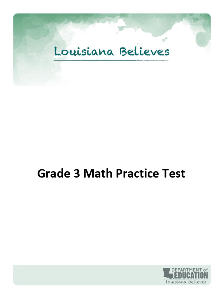 Grade 3 Math Practice Test Guide | PDF | Multiple Choice | Mathematics