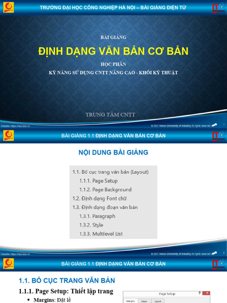 Bai 1.1 - Dinh Dang Co Ban | PDF