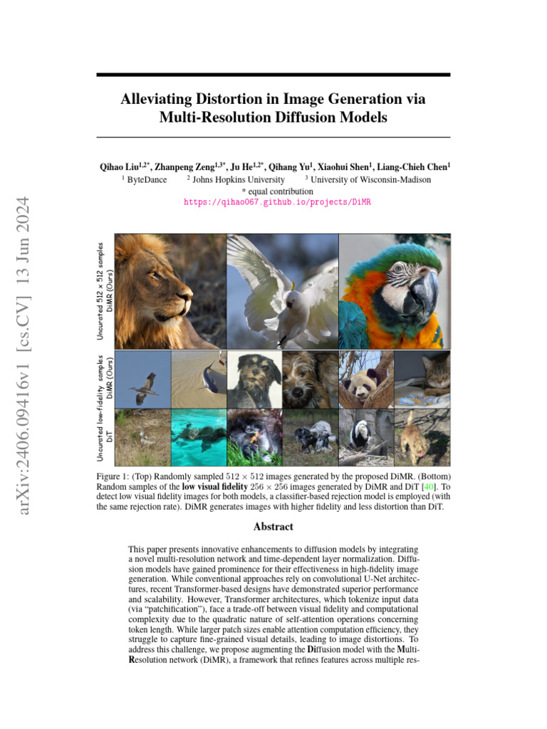 Alleviating Distortion in Image Generation Via Multi-Resolution Diffusion Models | PDF ...