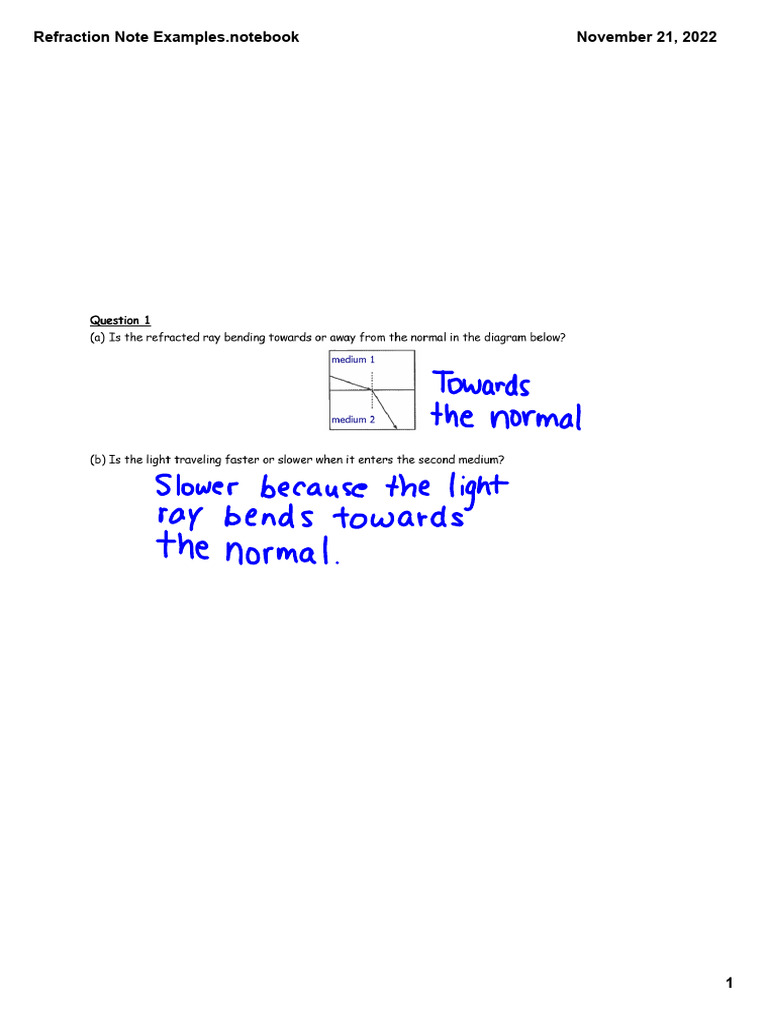 Refraction Note Examples With Answers | PDF | Art