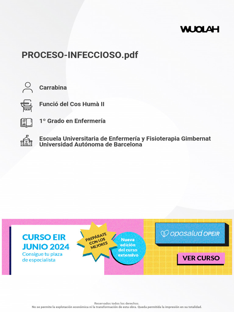 Proceso Infeccioso | PDF | Infección | Las bacterias