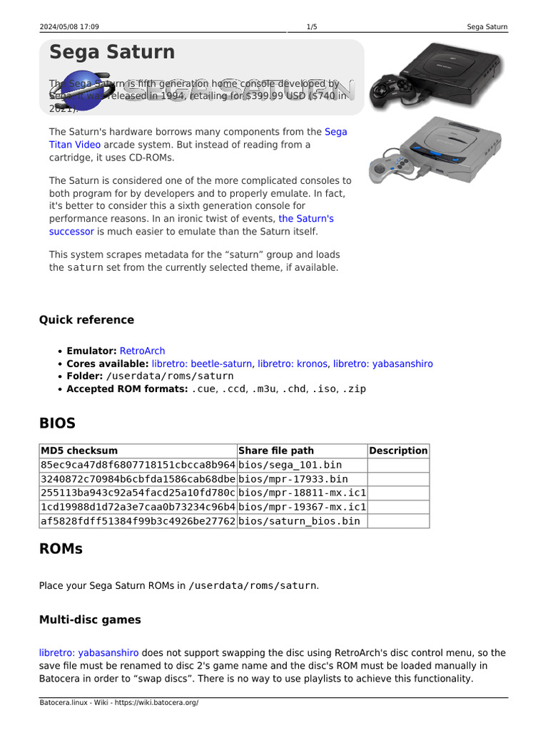 Sega Saturn | PDF | Bios | Video Game Consoles