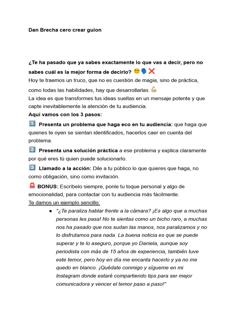 Dan Brecha Cero Crear Guion | PDF