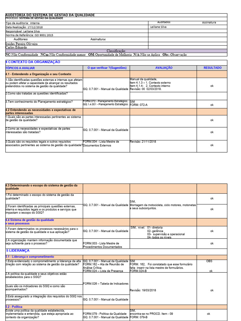Check List para auditoria - SGQ | PDF | Qualidade (negócios) | Gestão ... Check List para auditoria - SGQ | PDF | Qualidade (negócios) | Gestão ...