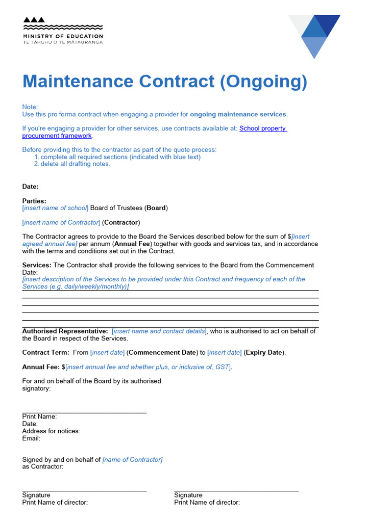 Maintenance Ongoing Maintenance Contract Template | PDF | Indemnity ...