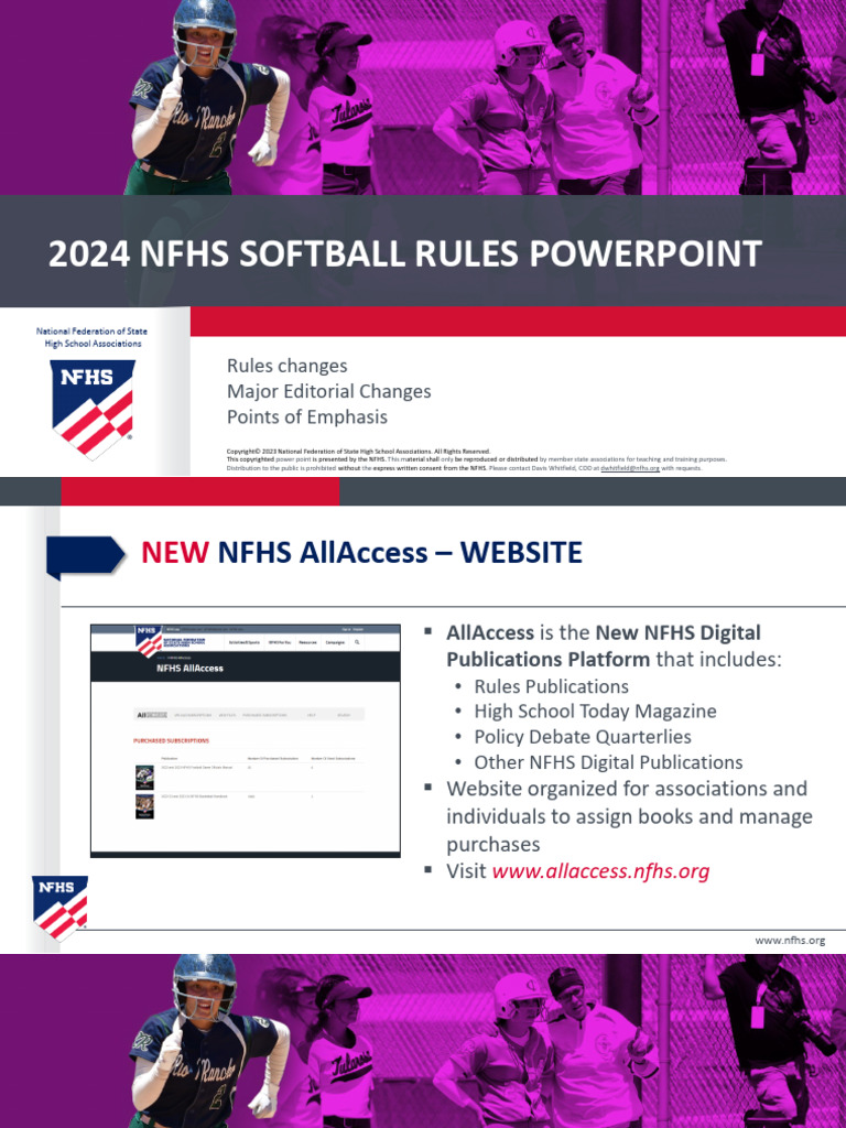 2024 NFHS Softball Rules Interpretation Power Point FINAL | PDF | Pitcher | Batting (Baseball)