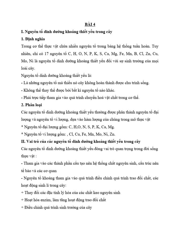 BÀI 4,5,6 SINH 11 | PDF