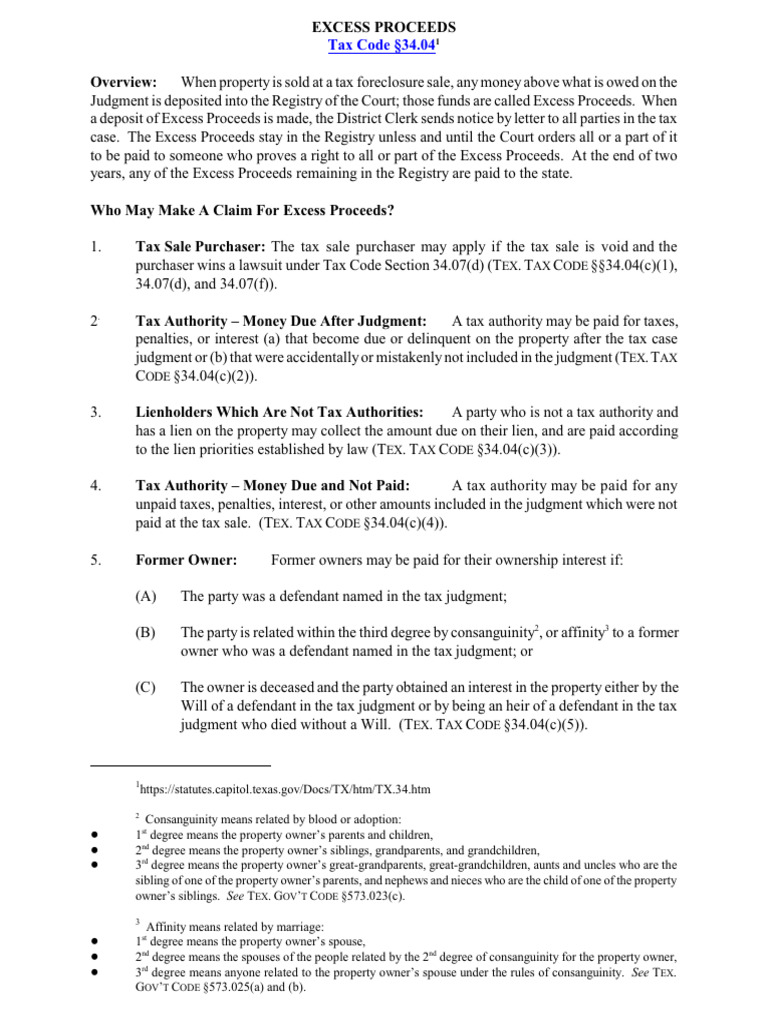 Claiming Excess Proceeds After Tax Sale | PDF | Public Law | Social ...