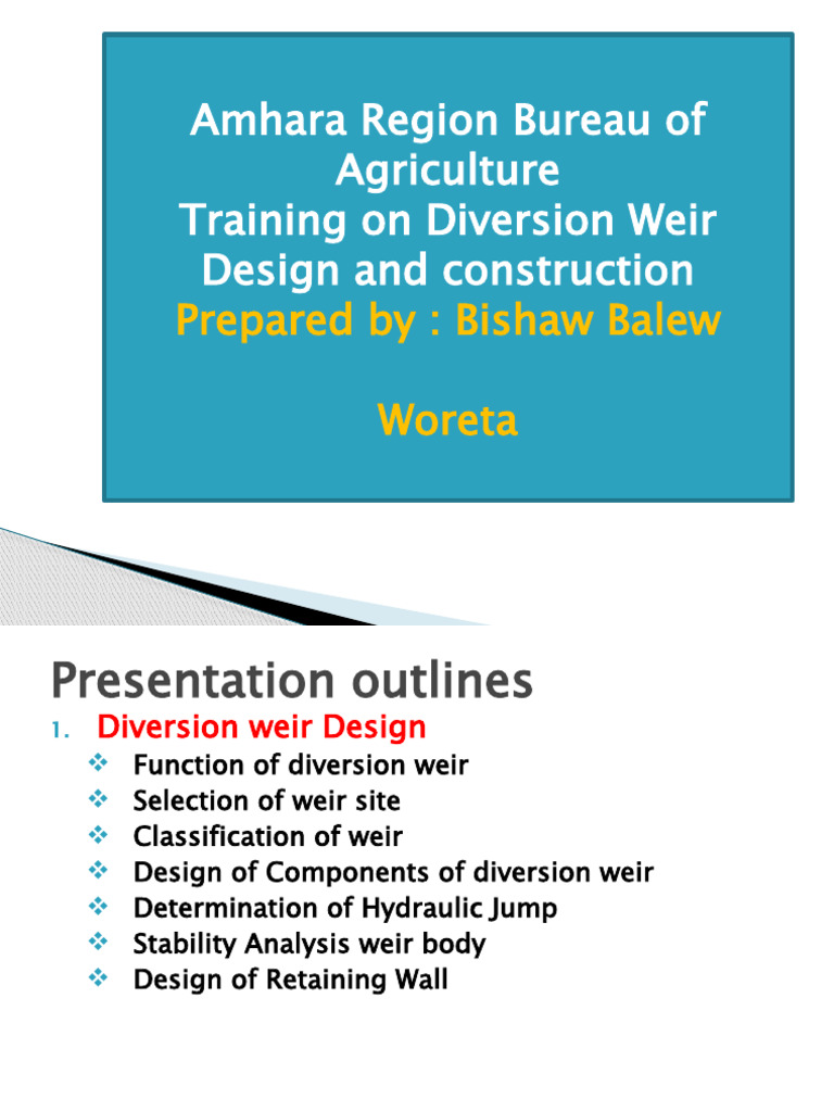 Diversion Weir Design and Construction Guide | PDF | Dam | River
