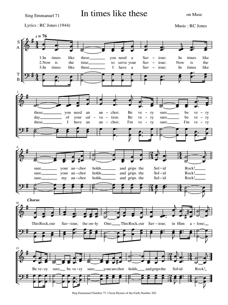 In Times Like These - SE71 RC Jones (G) (SATB) (EN) | PDF