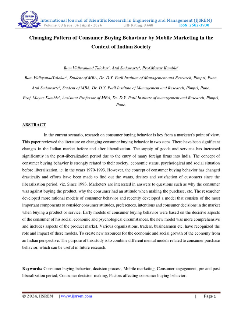 Changing Pattern of Consumer Buying Behaviour by Mobile Marketing in ...