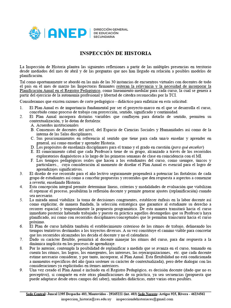 Planificacion Anual Historia | PDF | Maestros | Enseñando