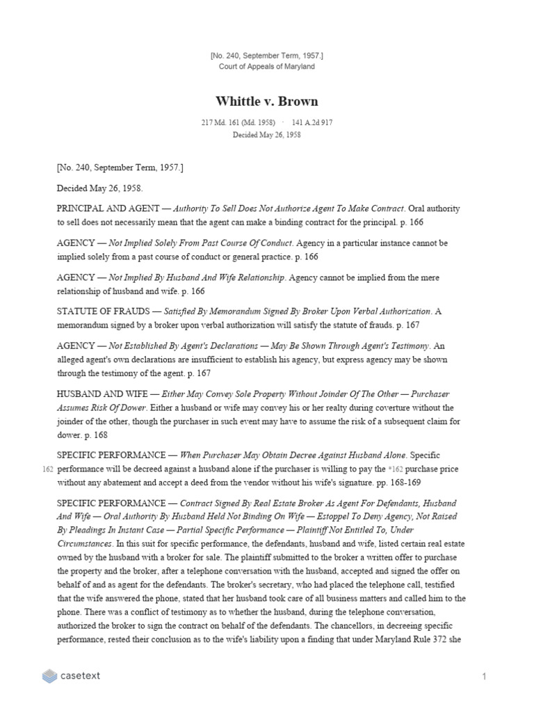 Whittle v. Brown | PDF | Private Law | Justice