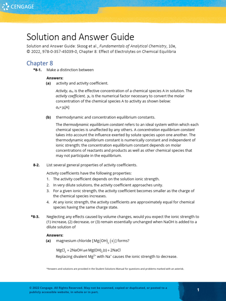 Skoog Fac 10e Sag Ch08 | PDF | Chemical Equilibrium | Chemistry