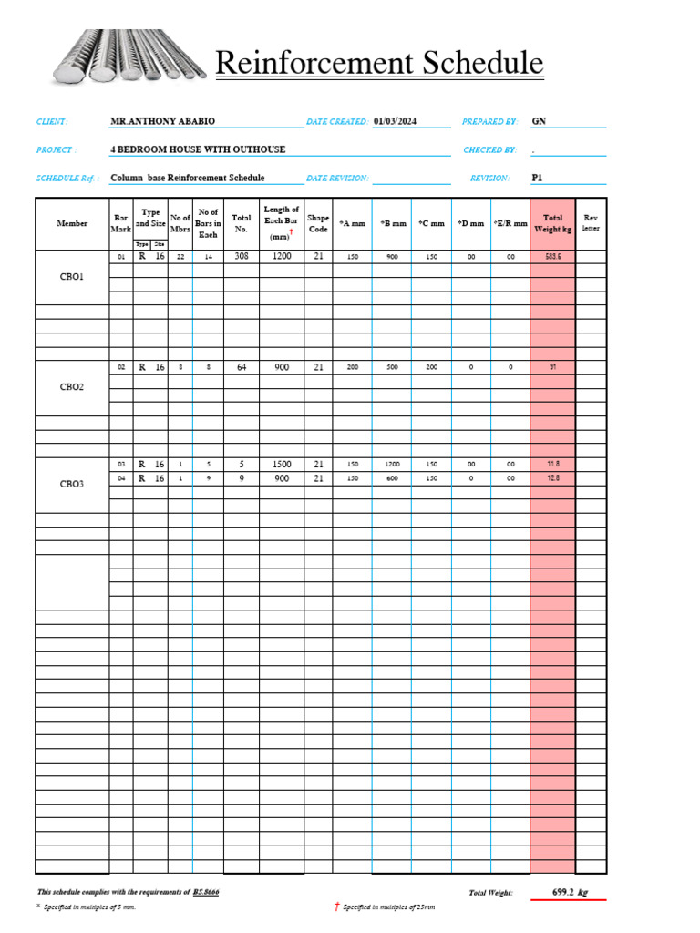 FINAL STRUCTURAL DRAWING BENDING SCHEDULE | Download Free PDF | Structural Engineering