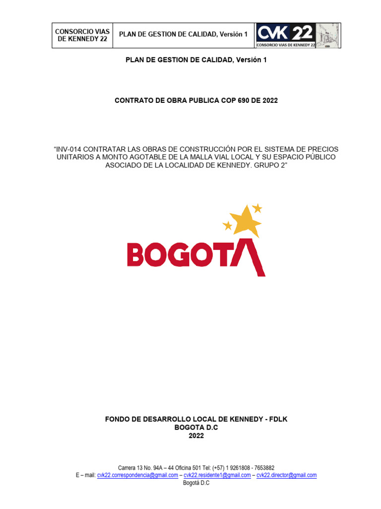 PLAN_DE_GESTION_DE_CALIDAD_COP_690_2022 | Descargar gratis PDF | Calidad (comercial) | Sistema ...