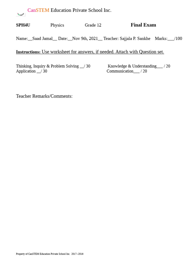 Final Exam | PDF | Acceleration | Force