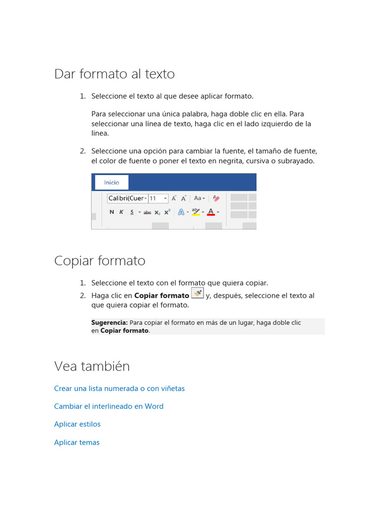 Guía para Formatear Texto en Word | PDF | Microsoft Word | Microsoft
